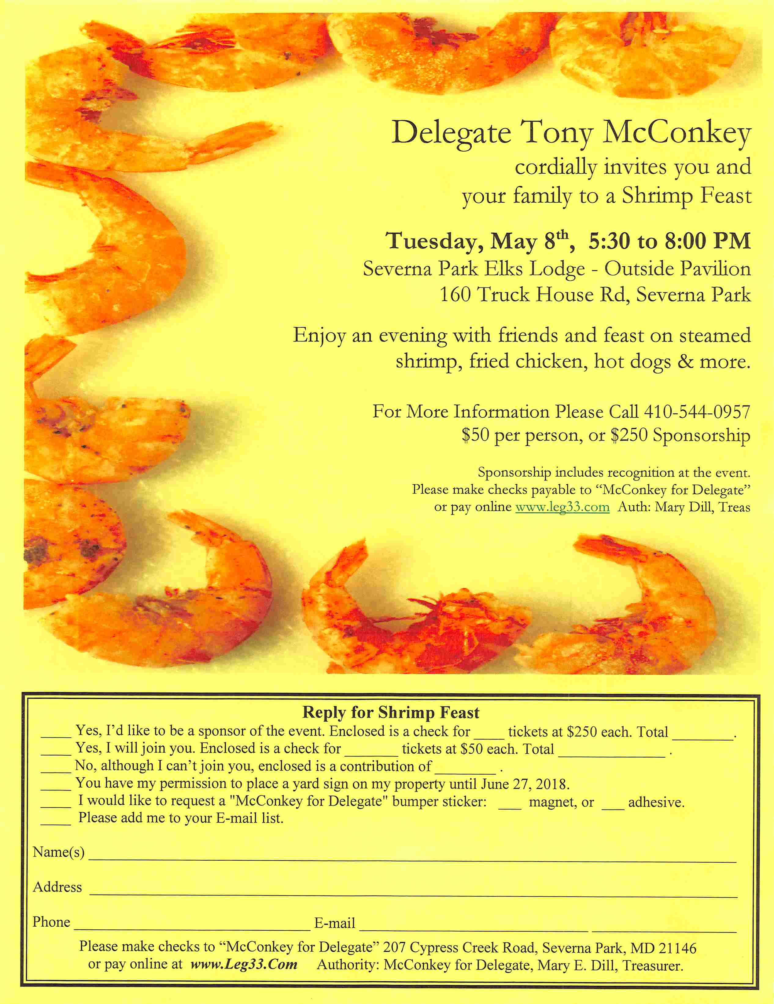 Delegate Tony McConkey Shrimp Feast | Delegate Tony McConkey's Official ...